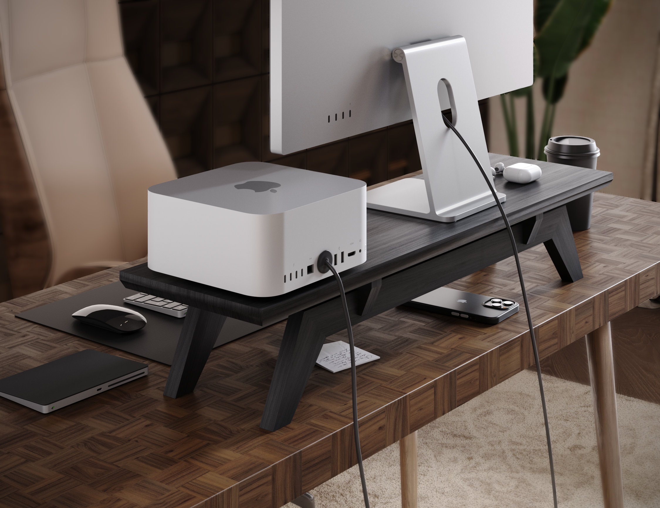 Monitor Stand With Retro Style From Solid Oak Wood, TV Stand, Computer ...