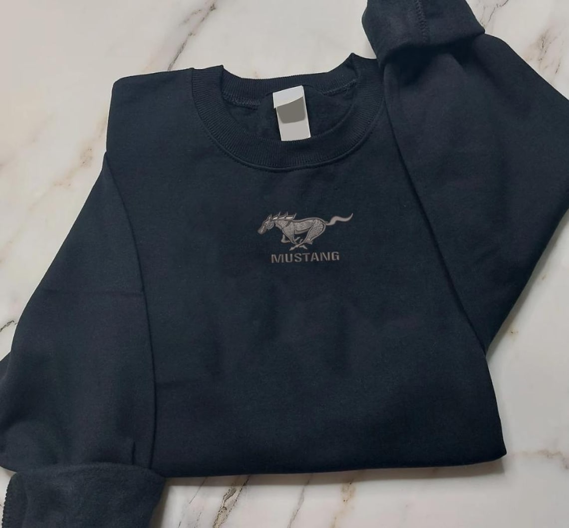 Ford Mustang Sweater, Embroidered Mustang Vintage Hoodie, Ford Motor ...