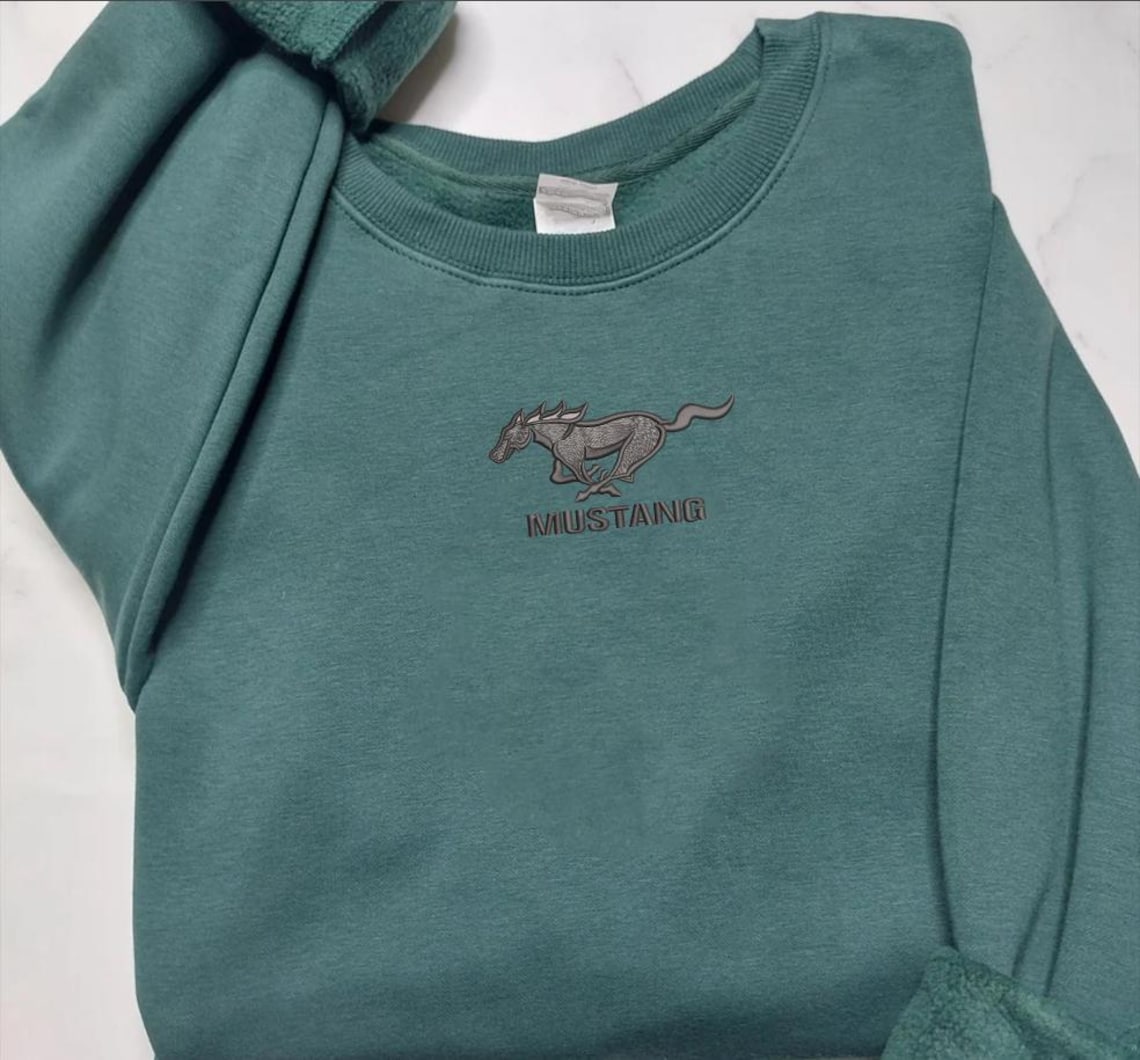 Ford Mustang Sweater, Embroidered Mustang Vintage Hoodie, Ford Motor ...