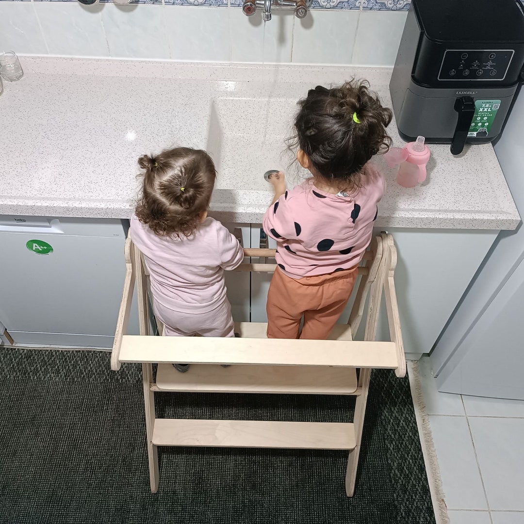 Twins Helper Tower,double Helper Tower, Kitchen Step Stool, Toddler Safety Stool, Adjustable ...