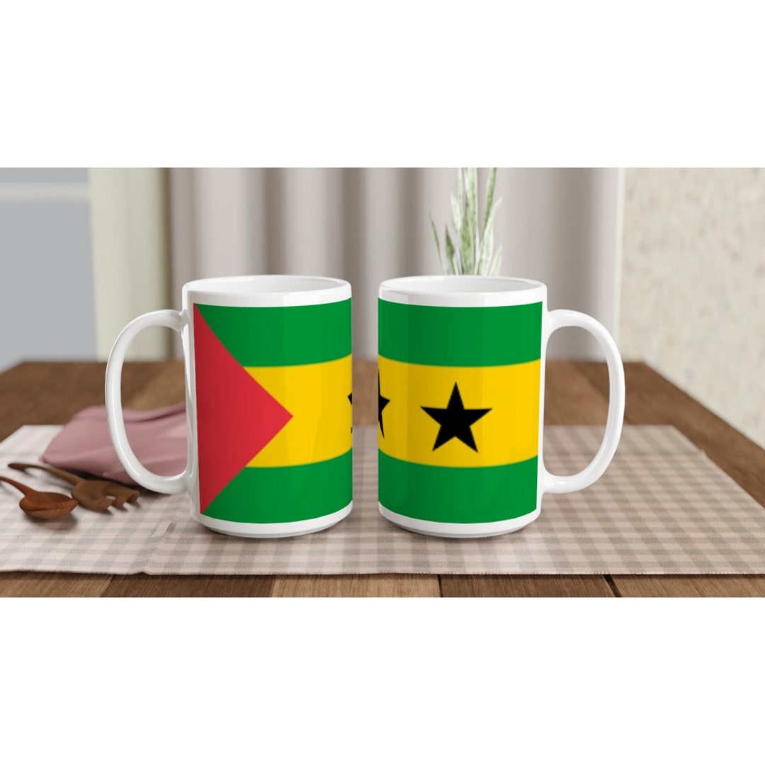 Sal Tome and Principe Country Pride Flag Gift Mug White 15oz Ceramic ...