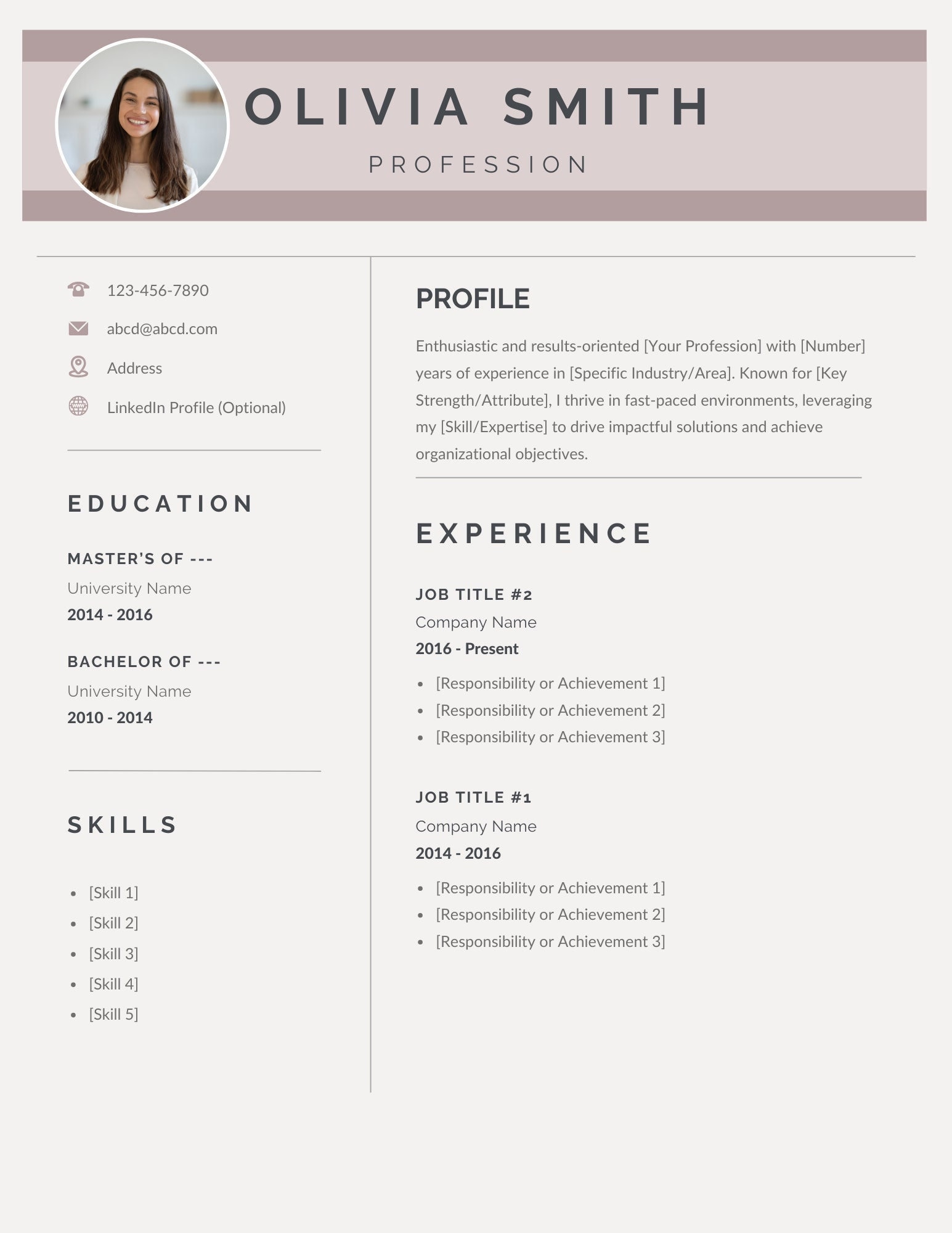 Resume Template, Word, Simple Modern Smooth Template, Minimal Resume ...