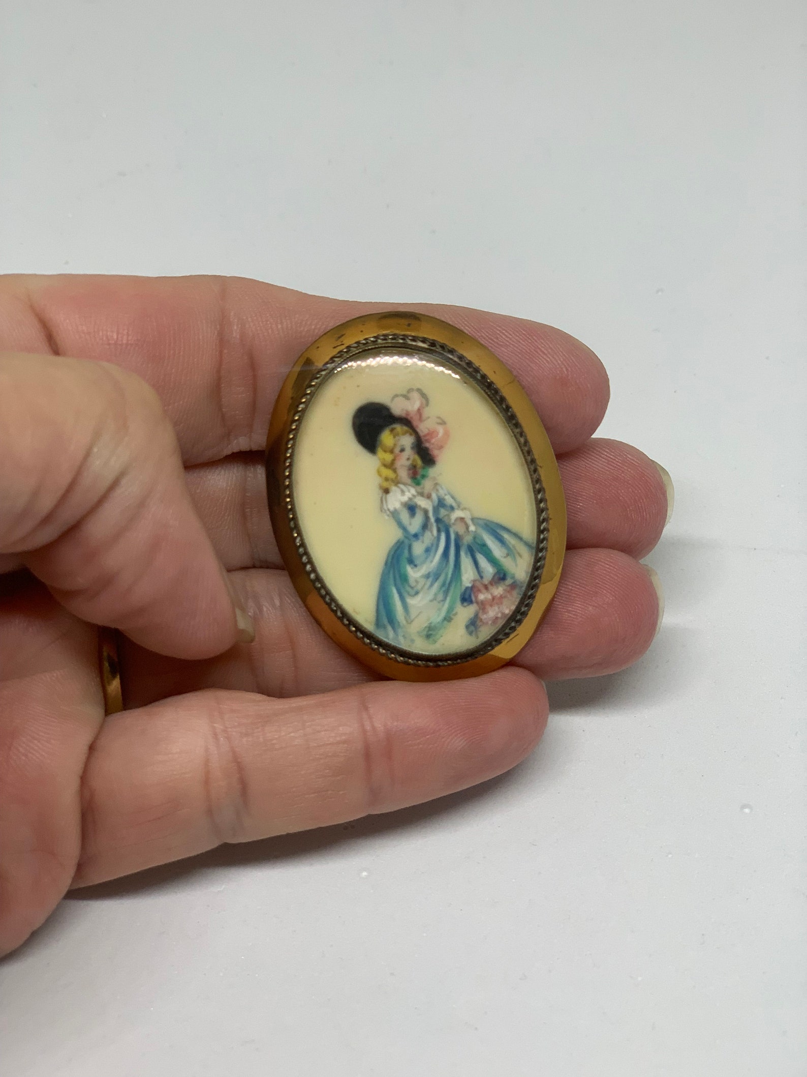 Vintage Thomas Mott Crinoline Lady Brooch Hand Painted - Etsy