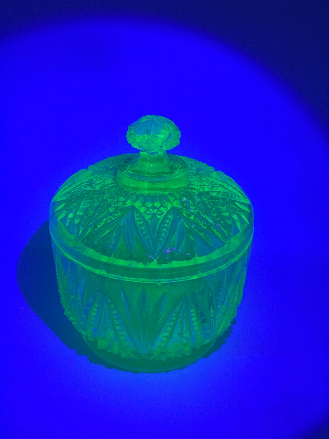 Antique 1920’s Uranium Glass Trinket Box, Jewelry Box Vanity Glass Box ...