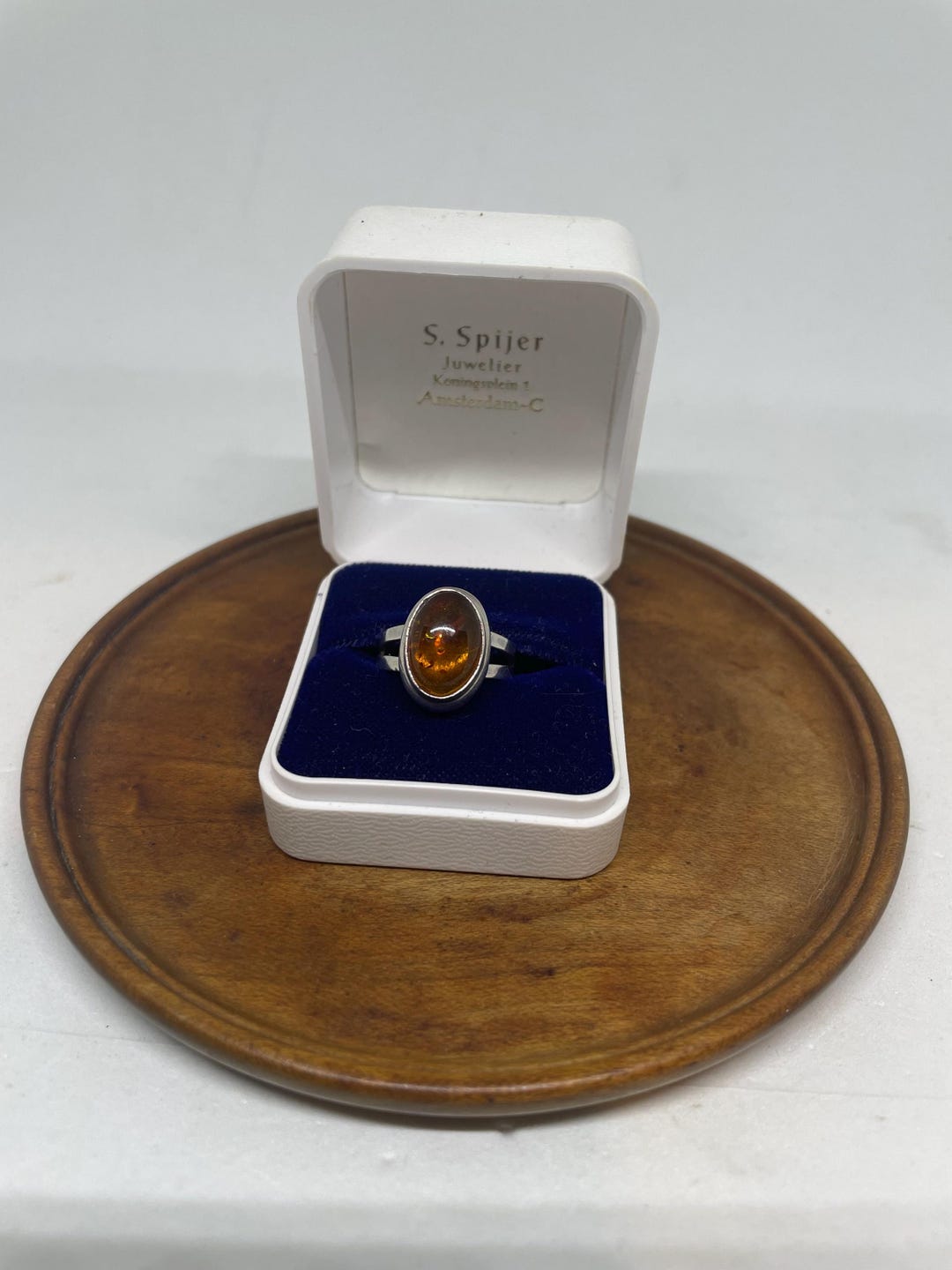 Vintage Sterling and Baltic Amber Ring - Etsy