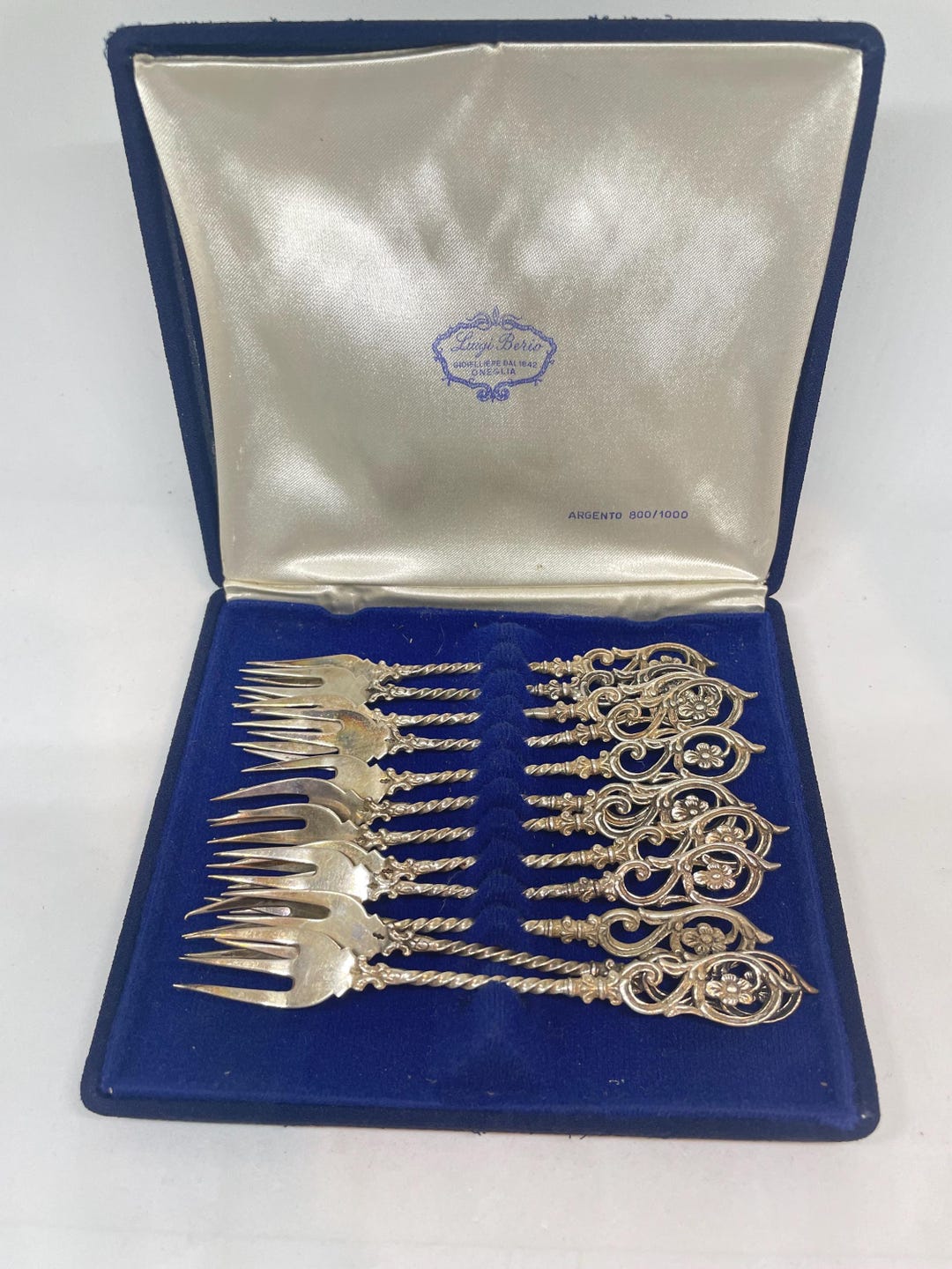 Vintage Bijkamp 835 Silver Cake Forks, Ornate Flower Design, Set of 12 ...