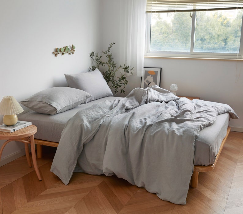 Linen Duvet Cover Set Queen Organic Bedding Gift for New Home Modern ...