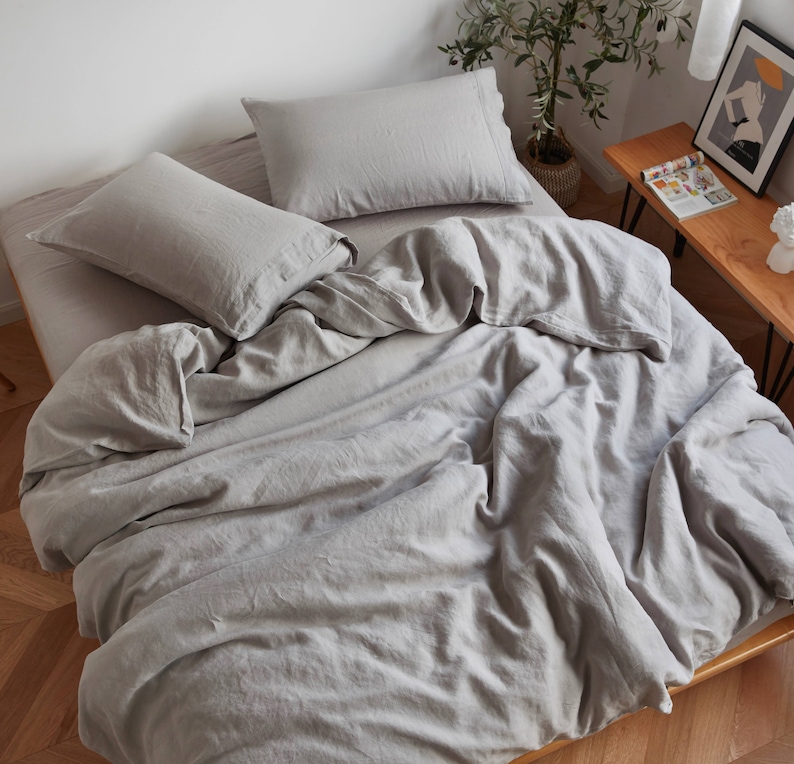 Linen Duvet Cover Set Queen Organic Bedding Gift for New Home Modern ...