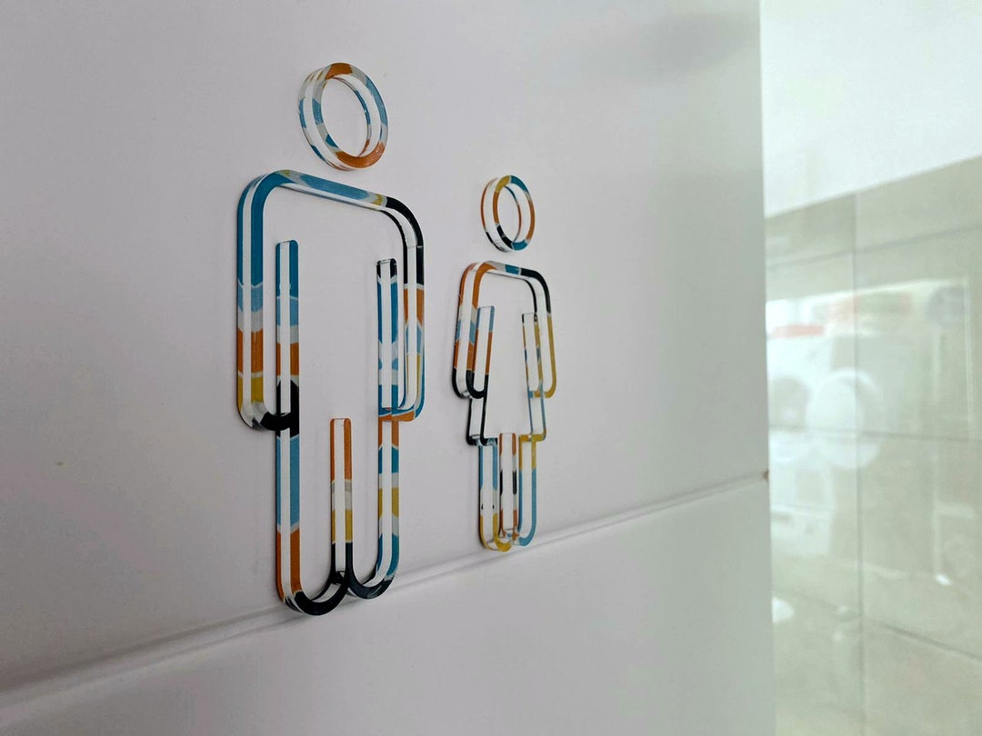 Plexiglass Bathroom Sign | Modern Toilet Decor, Male & Female - Etsy UK