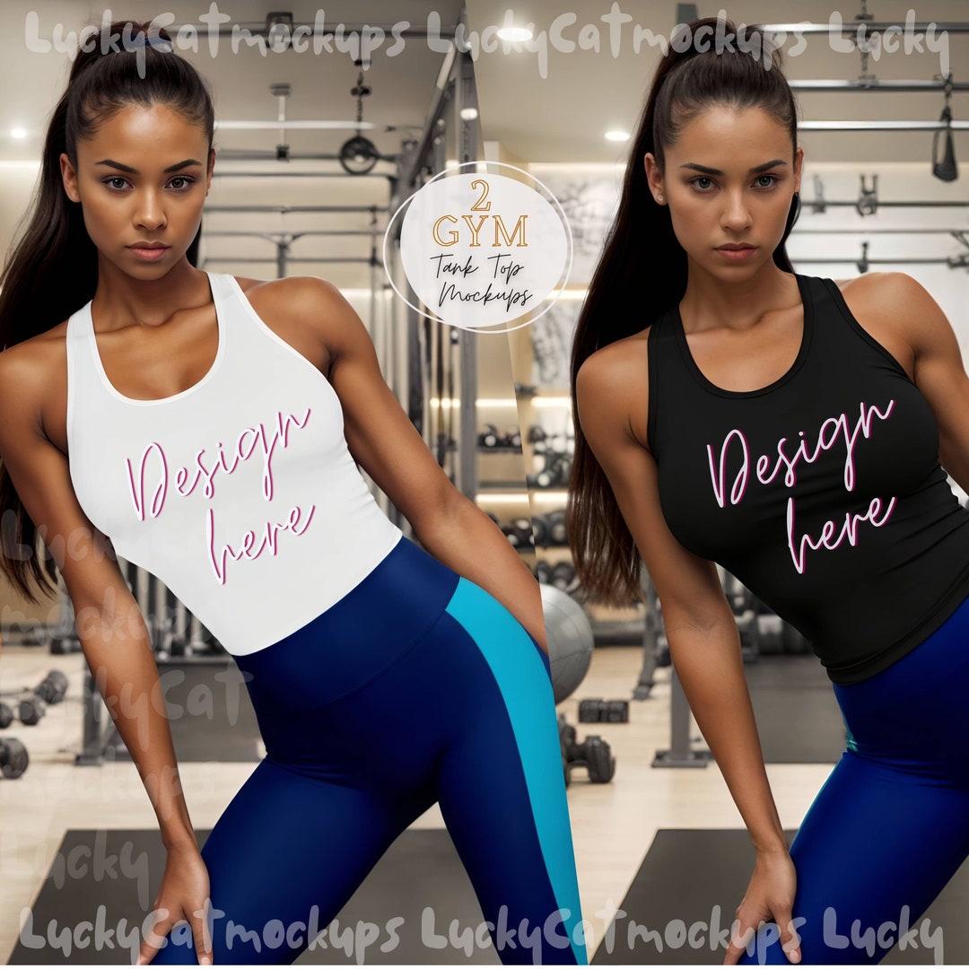2 Gym Workout White & Black Tank Top Mock up Next Level 1533 for Fit ...