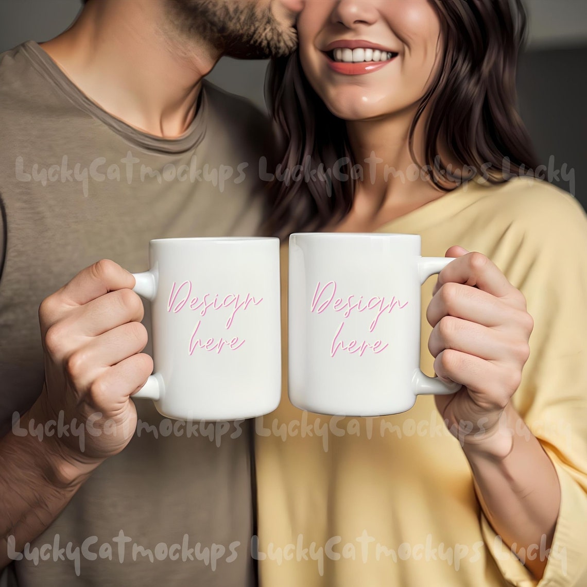 Double Mug Mockup: Couple Holding 11oz Mugs (JPG Digital Download) - Etsy