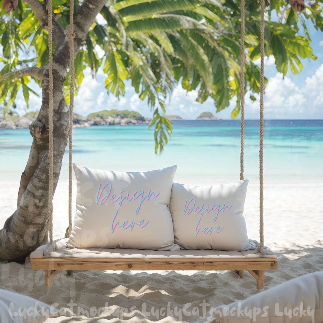 Pillow Mockup | Tropical Beach Swing (digital Download) - Etsy