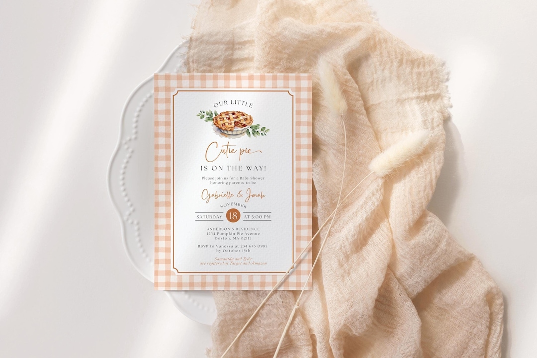 A Little Cutie Pie is on the Way Baby Shower Invite Editable Fall ...