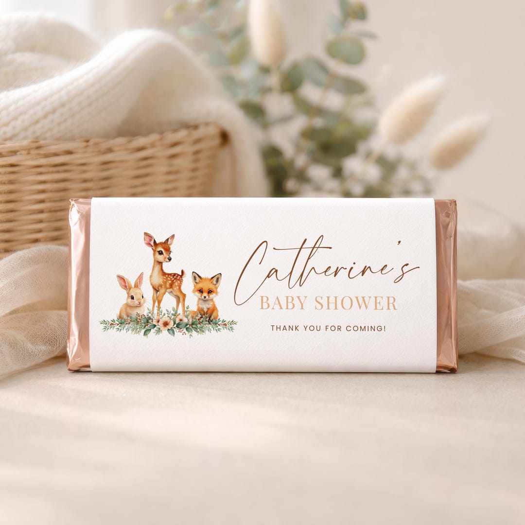 Woodland Chocolate Bar Wrapper Printable Forest Animal Candy Bar Label ...