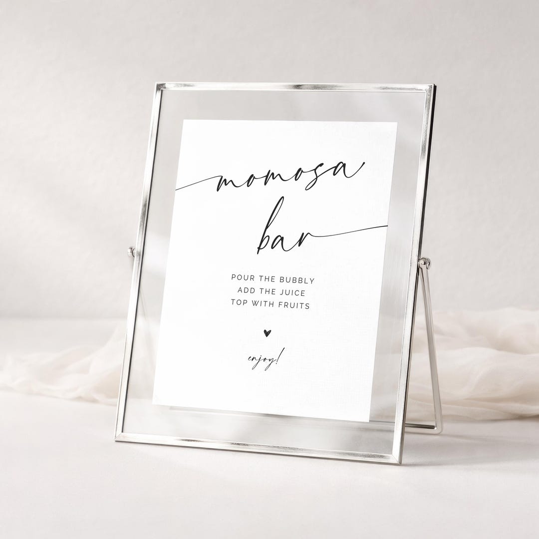 Momosa Bar Baby Shower Sign Template Editable Elegant Modern Mimosa Bar ...