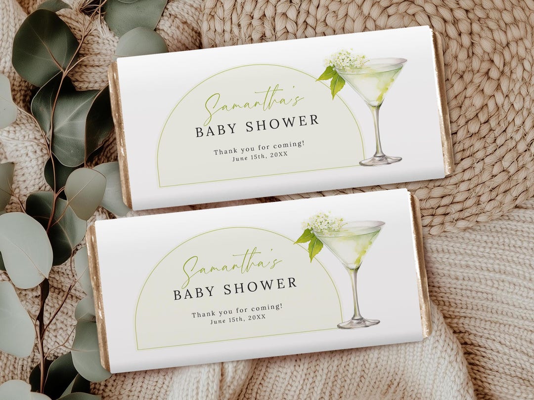 Editable Martini Baby Shower Chocolate Bar Wrapper Printable Tini One ...