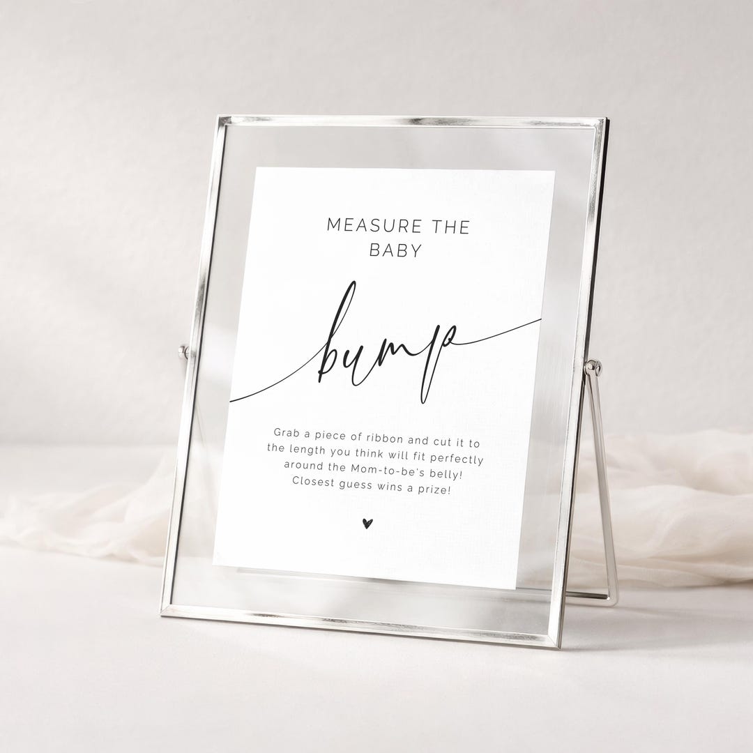 Measure Baby Bump Shower Table Sign Card Template Editable Elegant ...