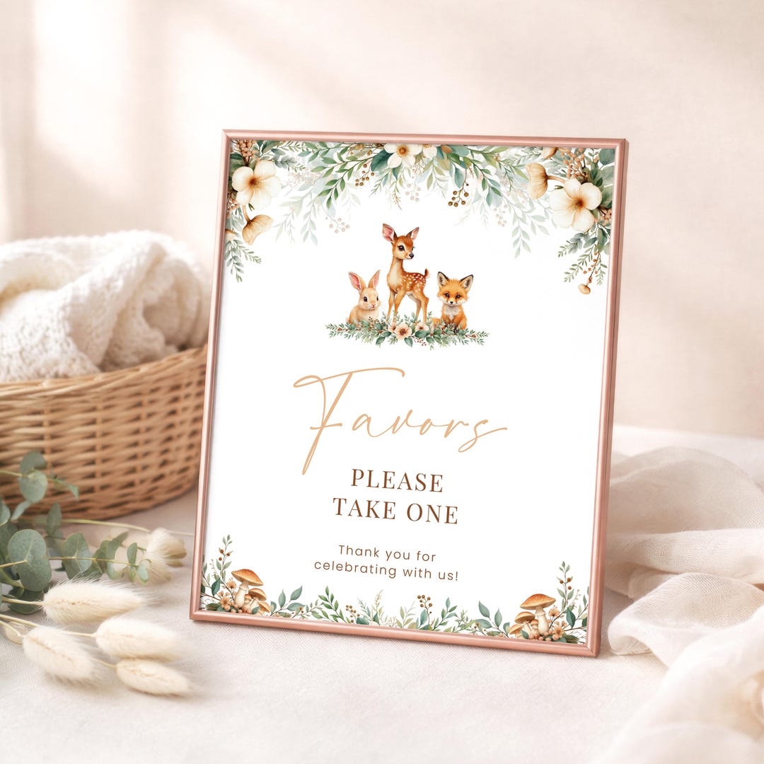 Woodland Favor Sign Printable Forest Animal Table Signage Guest Gift ...