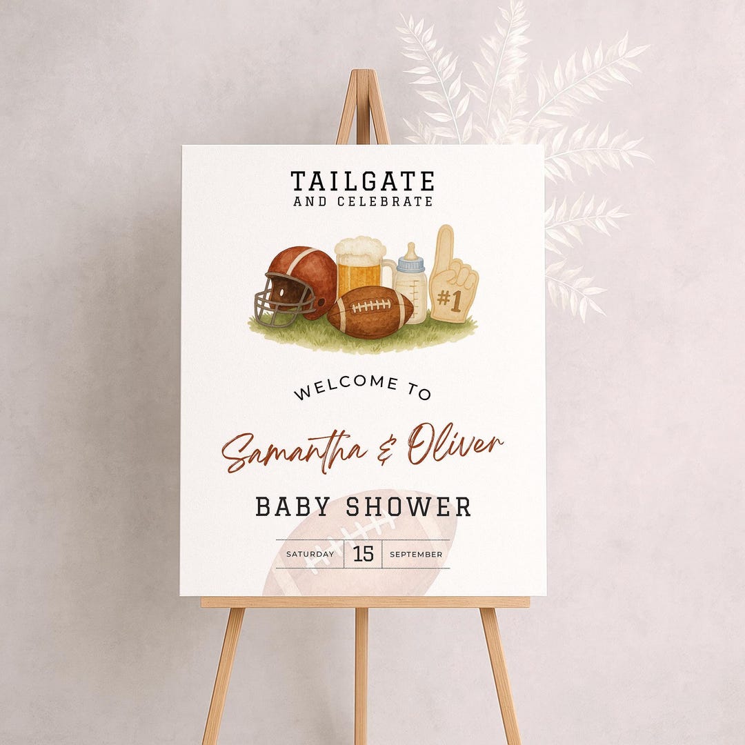 Tailgate & Celebrate Couple's Baby Shower Welcome Sign Template ...