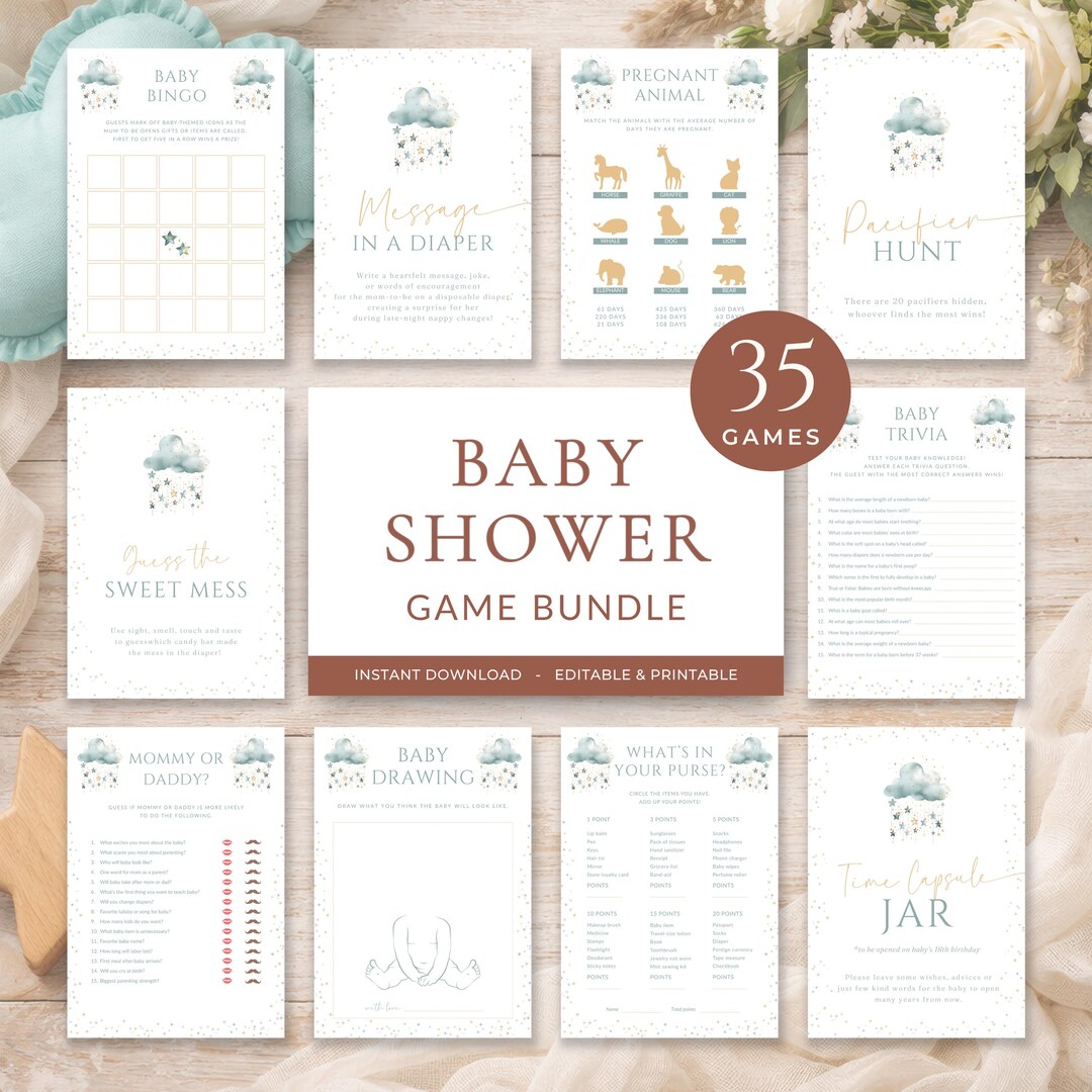 Twinkle Twinkle Little Star Baby Shower Game Bundle Gender Neutral ...