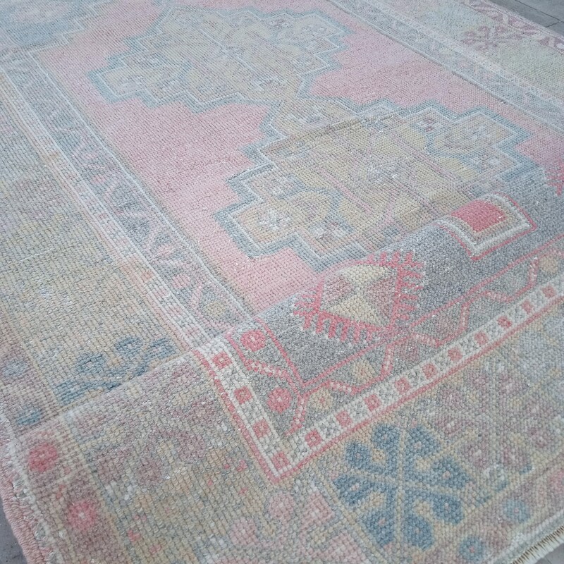 Blue Pink Turkish Rug - Etsy