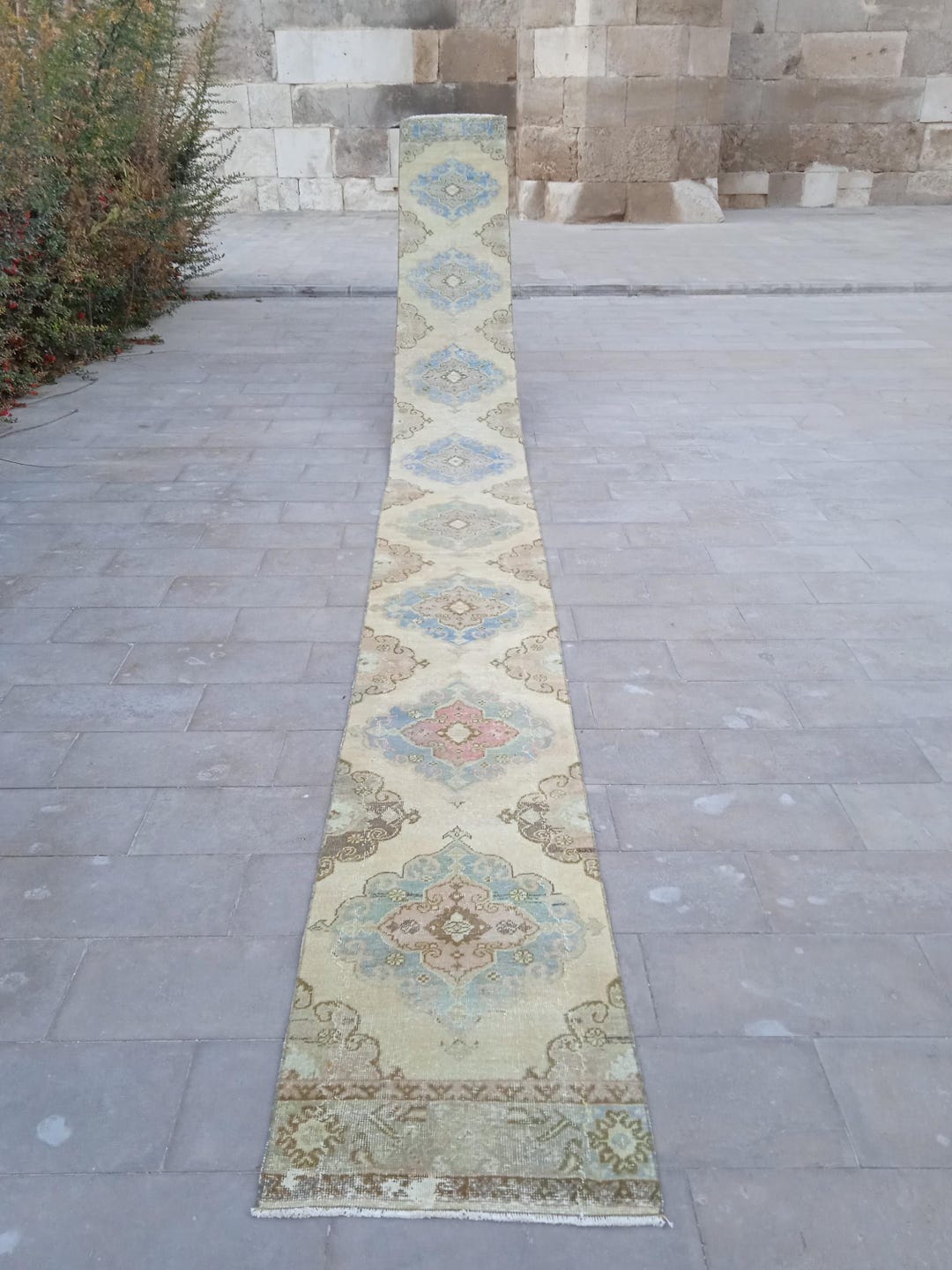 Vintage Oushak Turkish Runner Rug: Long Hallway Stair Runner (2x24) - Etsy