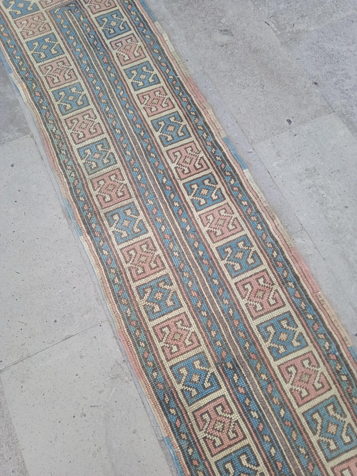 2x7 Rug,2x7 Turkish Natural Rug,2x7 Blue Rug,2x7 Runner,2x7 Ousak Rug ...