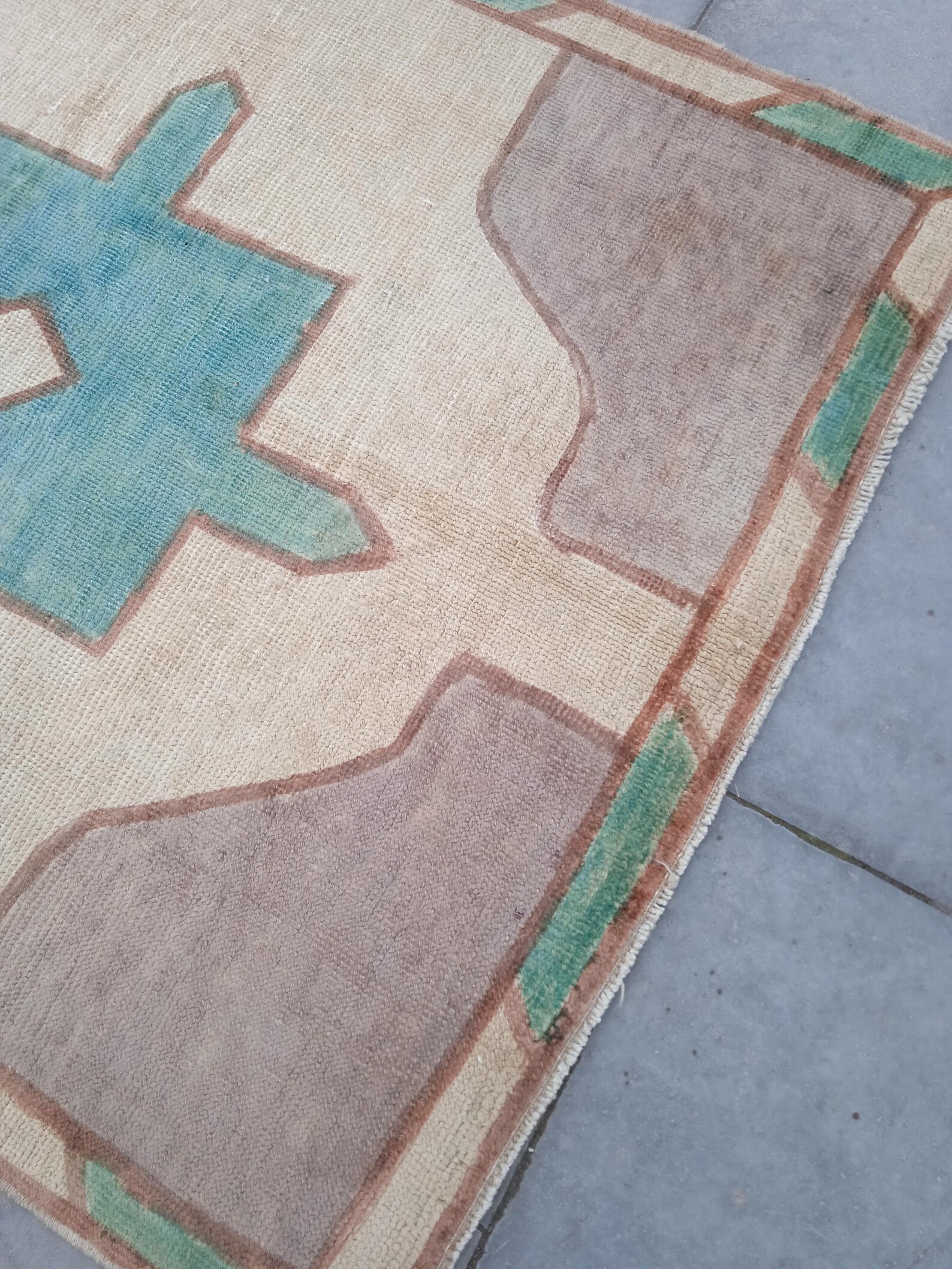 3x4 Rug Brown Green Turkish Rug,handmade Vintage Wool Rug,3x4 Oushak ...