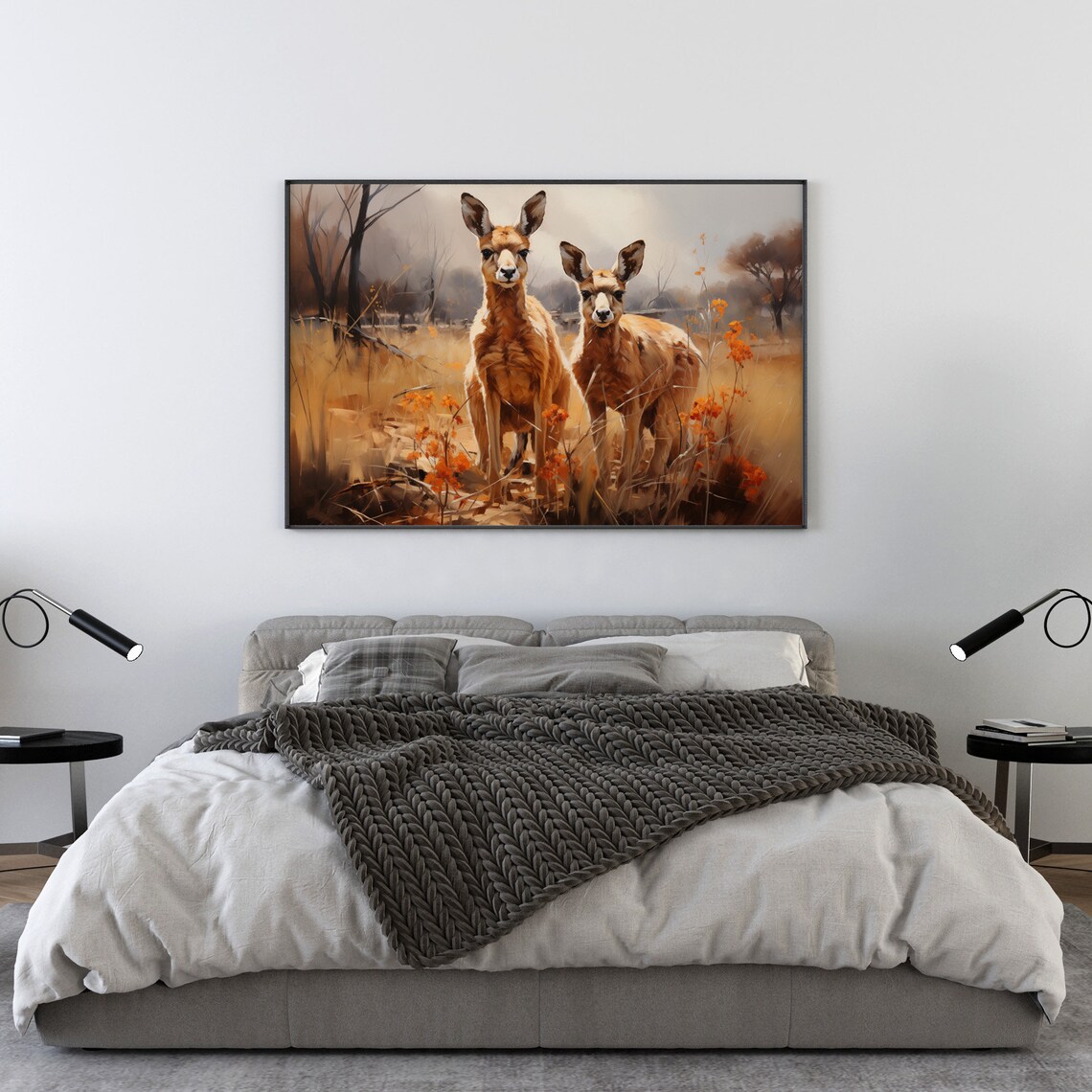 Kangaroo Image in Oil Painting Style - Autumn Field Digital Art ...