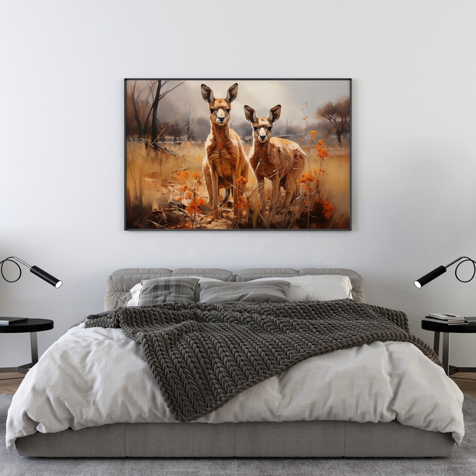 Kangaroo Image in Oil Painting Style - Autumn Field Digital Art ...