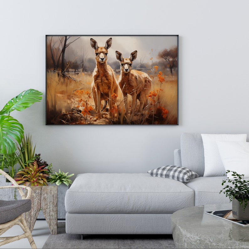 Kangaroo Image in Oil Painting Style - Autumn Field Digital Art ...
