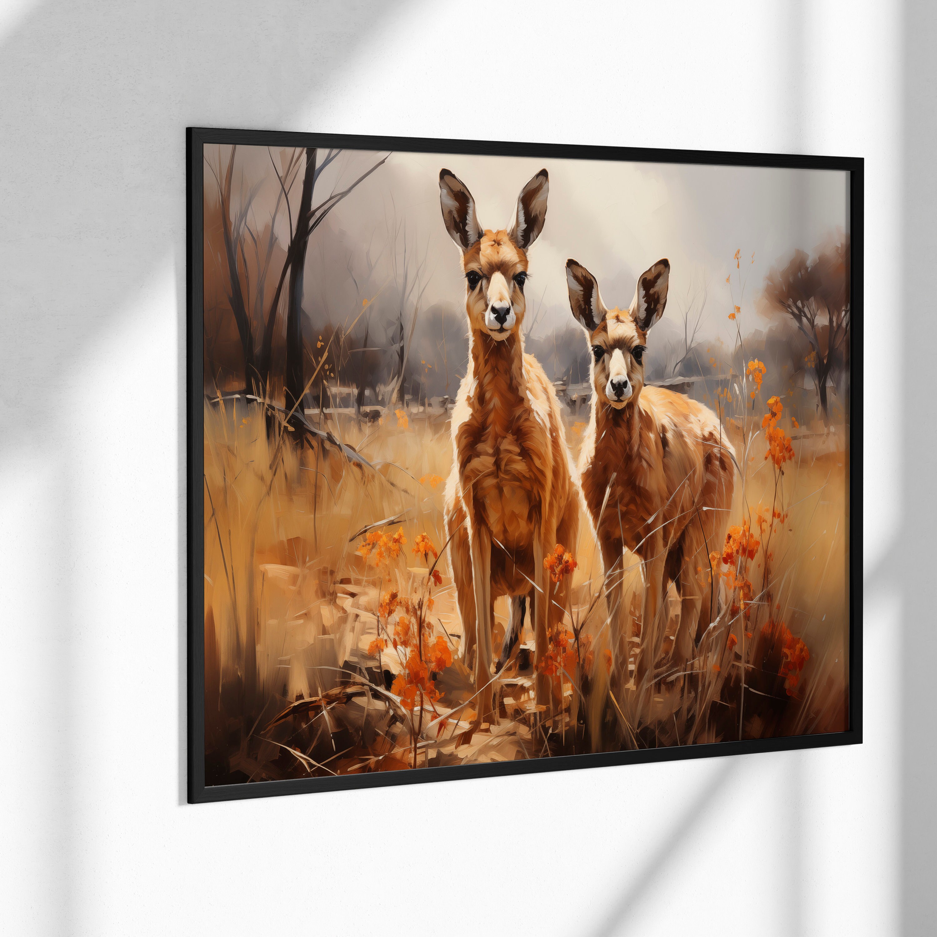 Kangaroo Image in Oil Painting Style - Autumn Field Digital Art ...