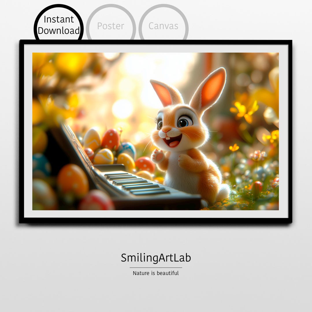 Easter Bunny Playing Piano - Adorable Easter Image - Happy Rabbit With ...