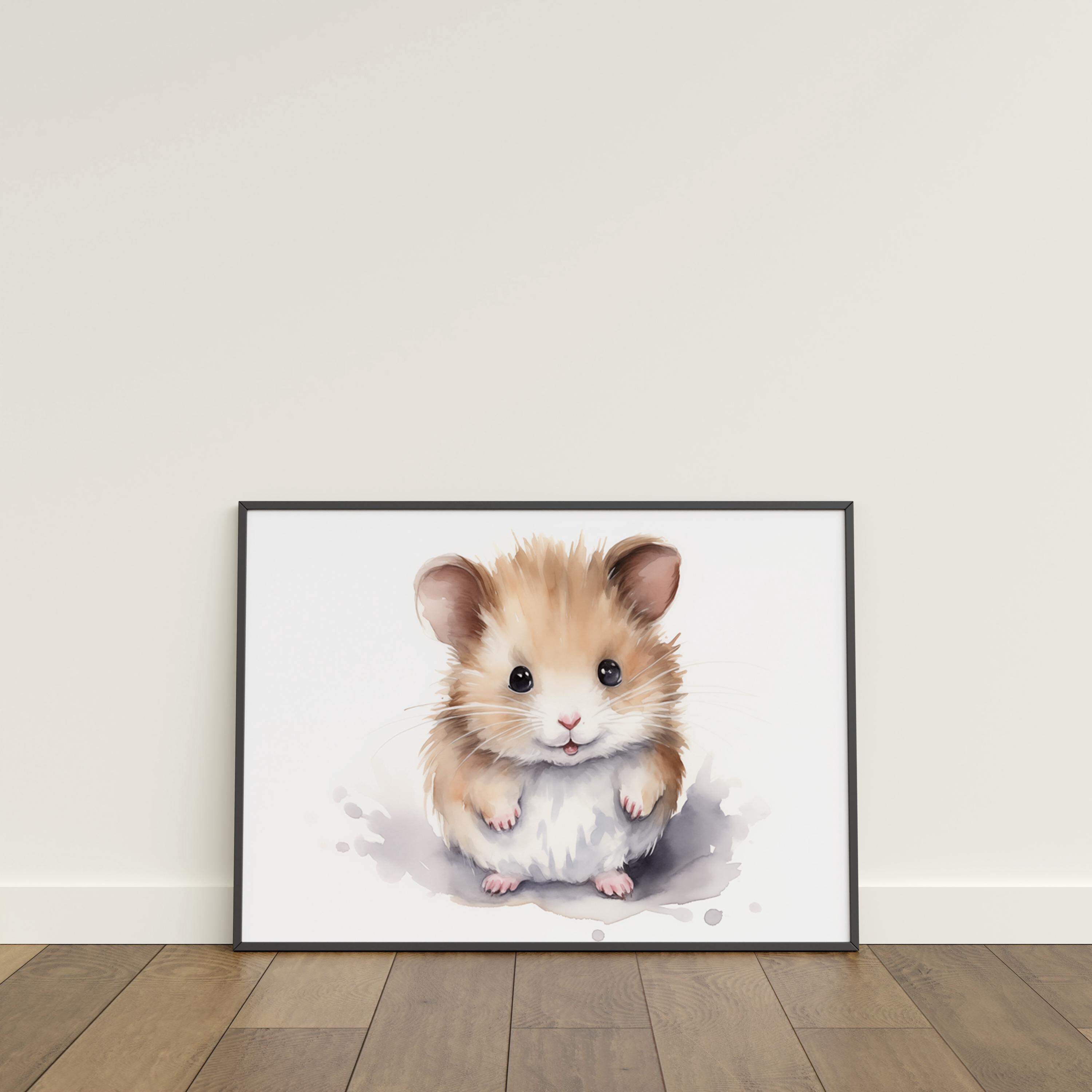 Baby Hamster Watercolor Painting as Digital Download - Hamster Image ...