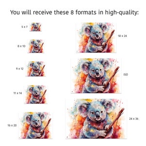 Koala Image in Watercolor Style - Colourful Animal Art - Australian ...