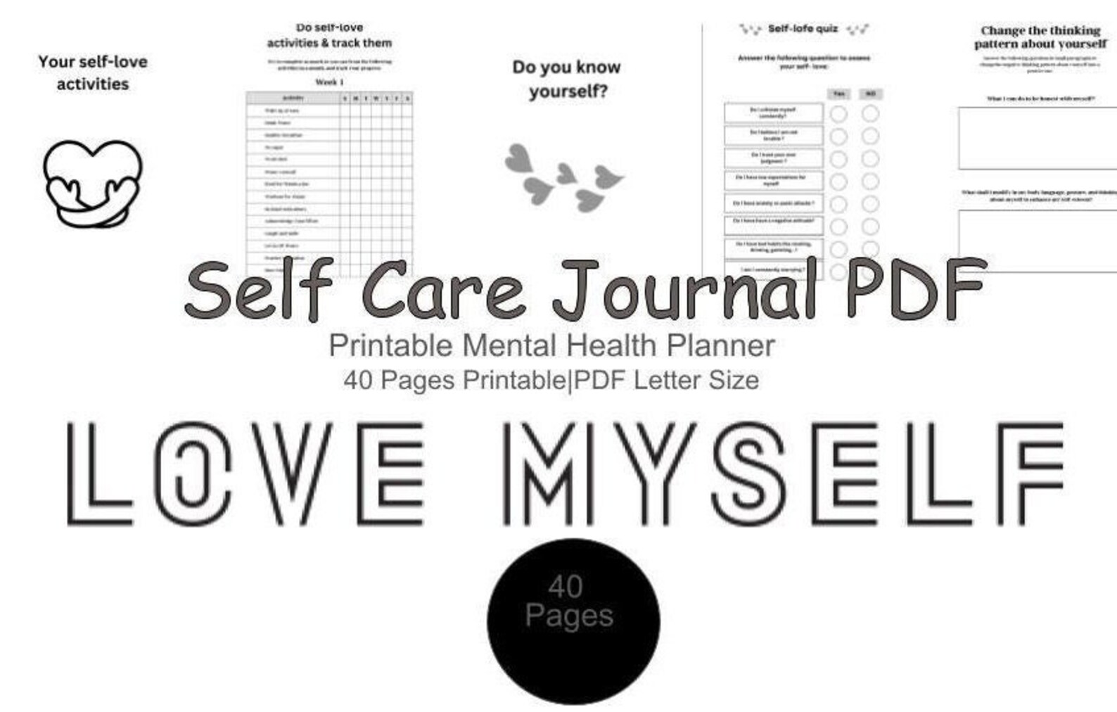 Self Love Journal, Printable Self Love Journal, Self Care, Mental ...