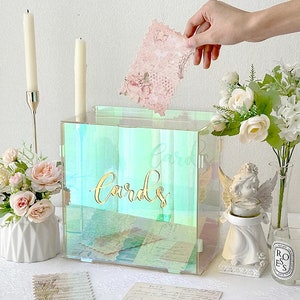 Acrylic Wedding Card Box With LED Lights Colorful Money Box for ...