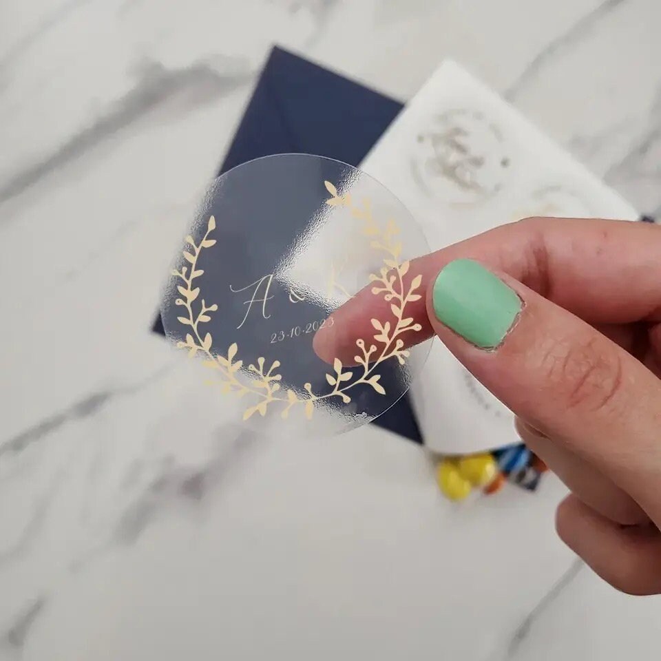 Personalized Custom Gold Foil Stickers, Wedding Round Stickers, Custom ...