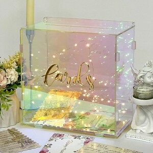 Acrylic Wedding Card Box With LED Lights Colorful Money Box for ...