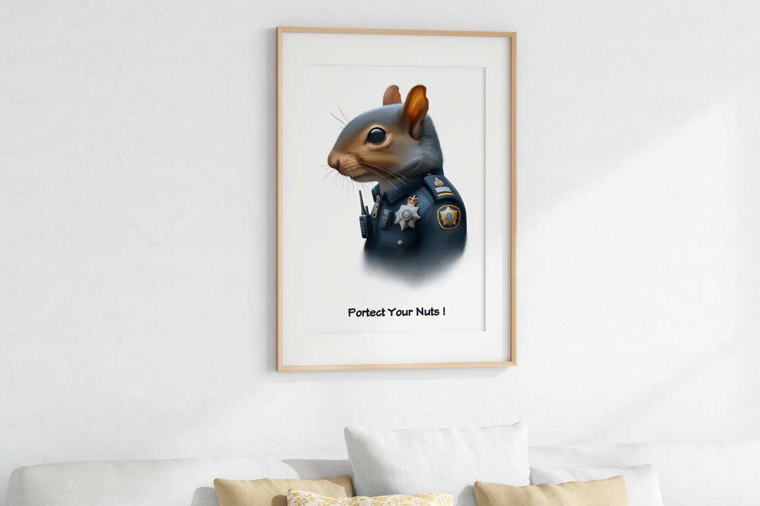 Squirrel Police Watercolor Print-squirrel Modern Nursery Retro Animals ...