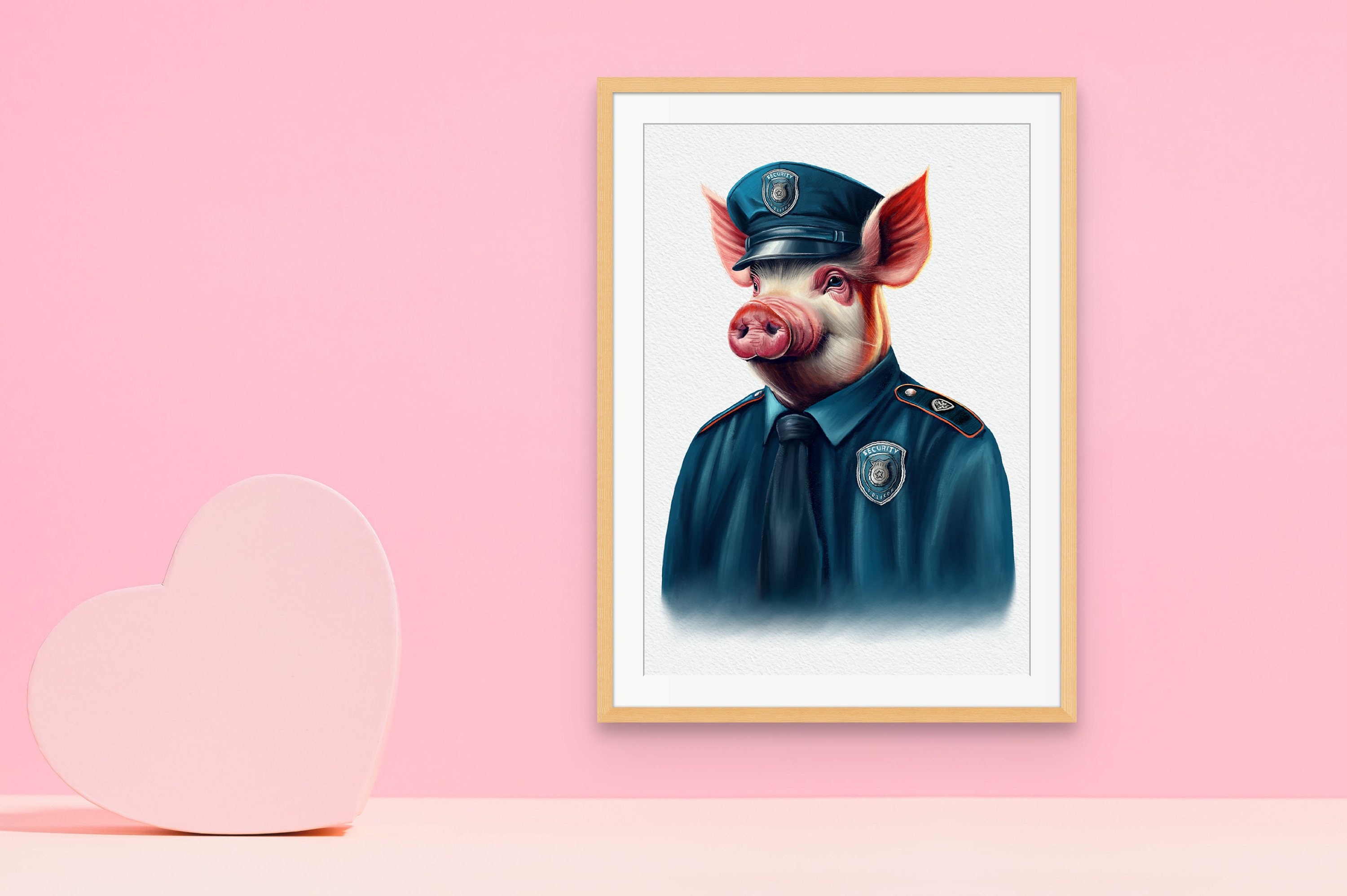 Pig Officer Watercolor Print-modern Nursery Retro Animals Portrait Wall ...