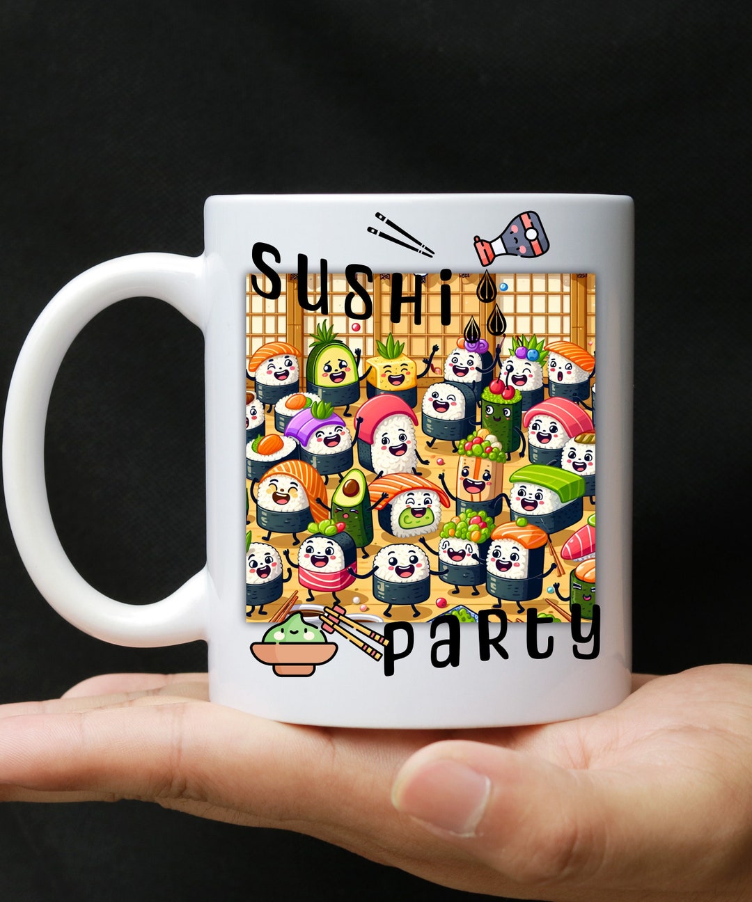 Sushi Coffee Mug Humor Amusing Funny Sushi Party Coffee Mug Fun Design ...