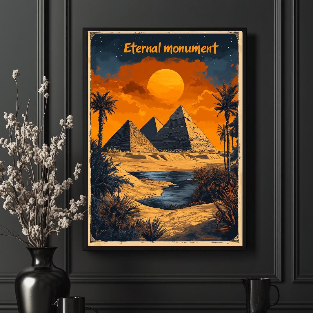 Giza Pyramids Wall Art, Egyptian Poster Print, Luxurious Wall Art ...