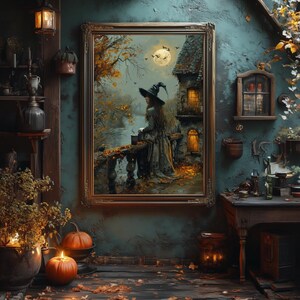 Witch Art Print, Victorian Oil Painting, Halloween Decor, Witch Themed ...