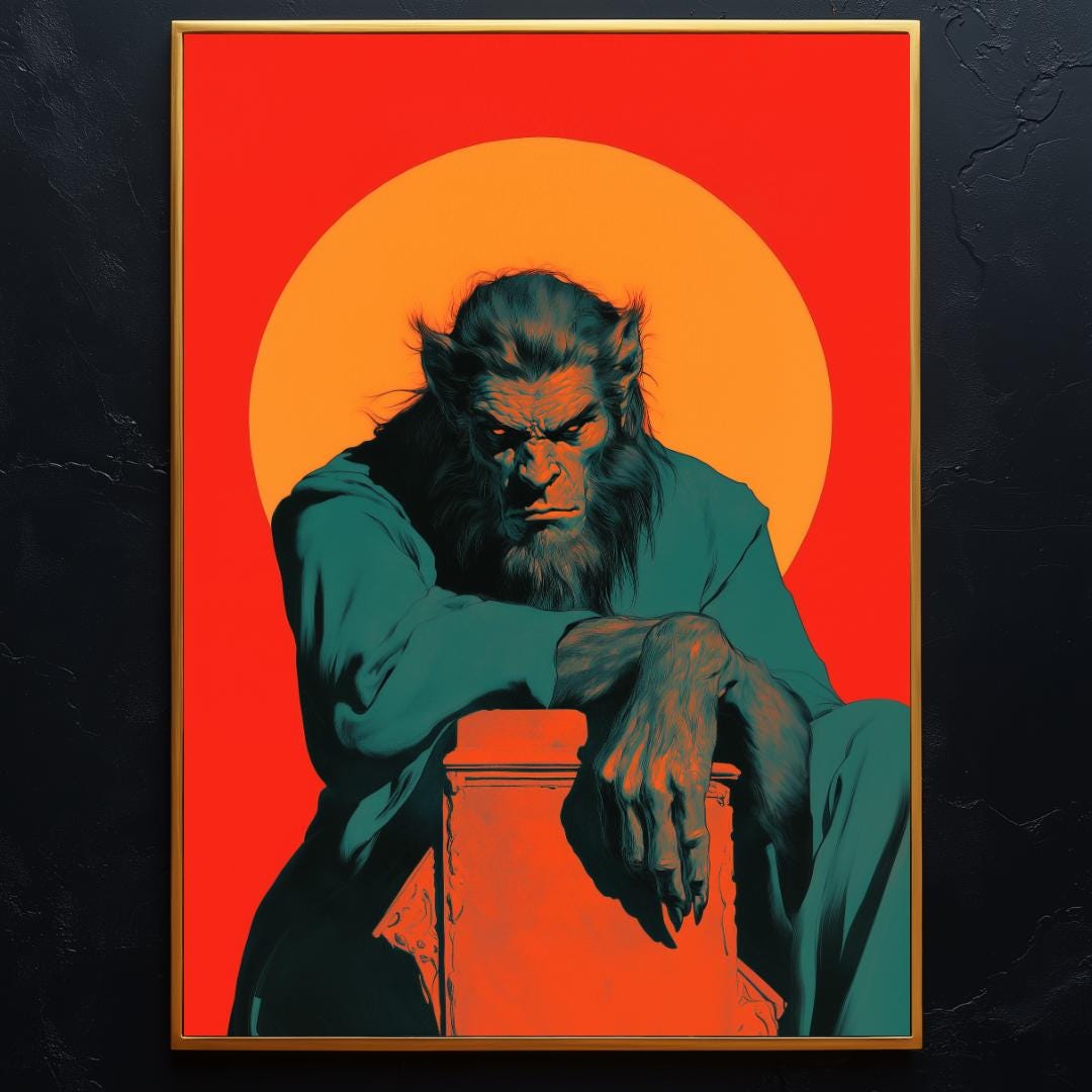 Gothic Werewolf Poster Print, Monster Wall Art Poster, Dark Academia ...