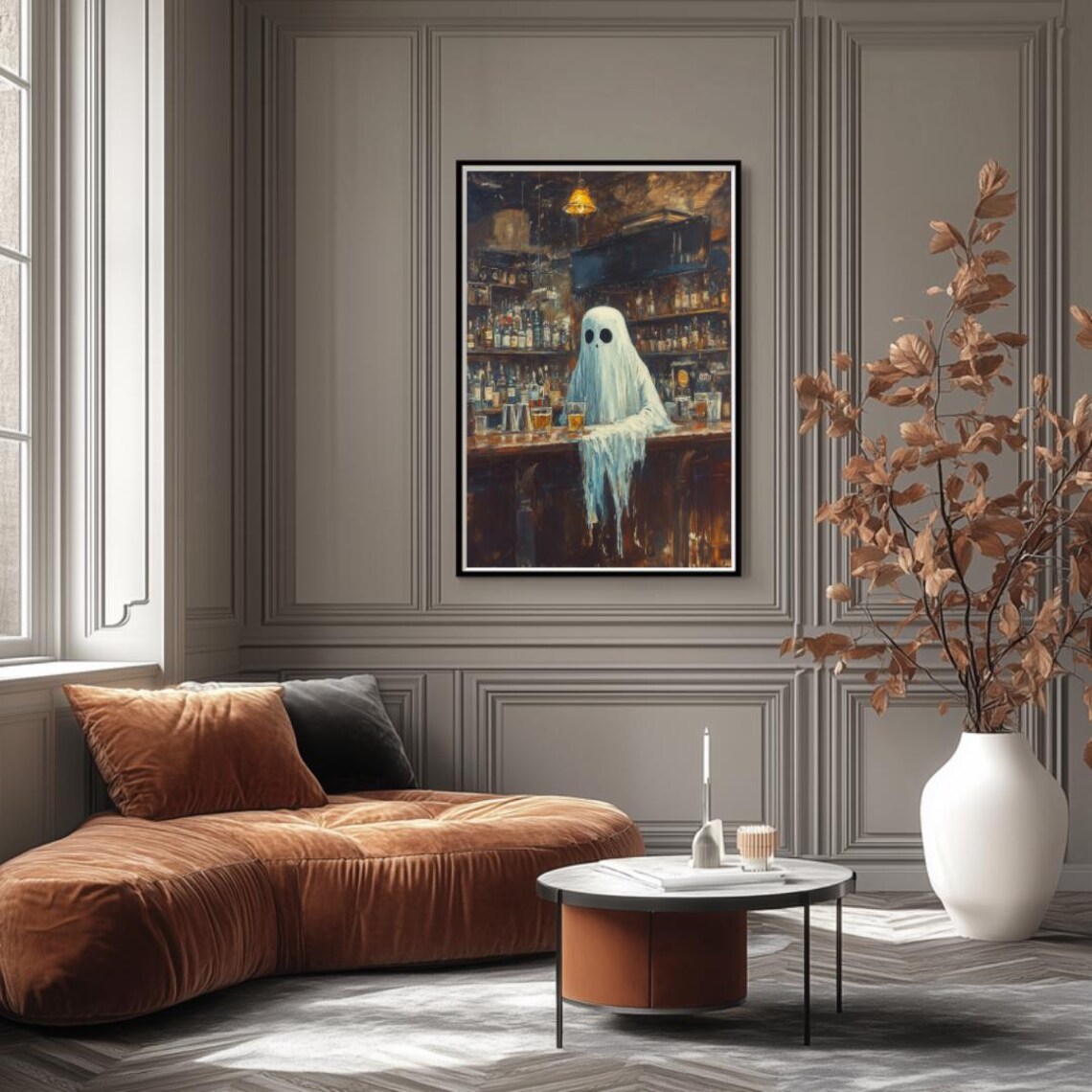 Ghost Waiter Serving Drinks, Gift Idea for Bar Owner, Halloween at the ...