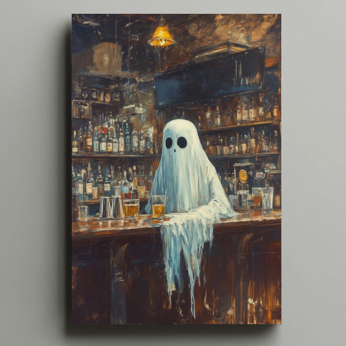 Ghost Waiter Serving Drinks, Gift Idea for Bar Owner, Halloween at the ...