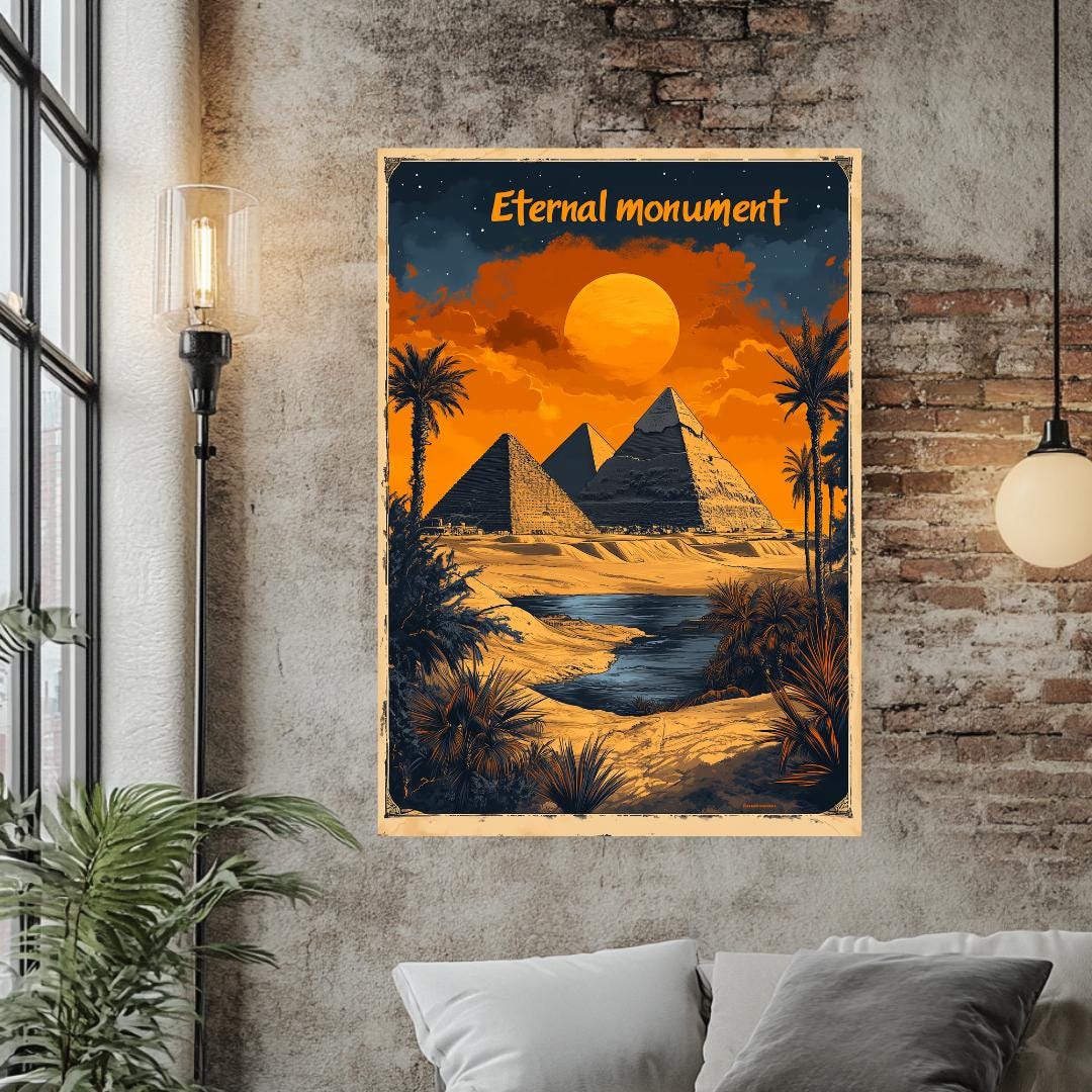 Giza Pyramids Wall Art, Egyptian Poster Print, Luxurious Wall Art ...
