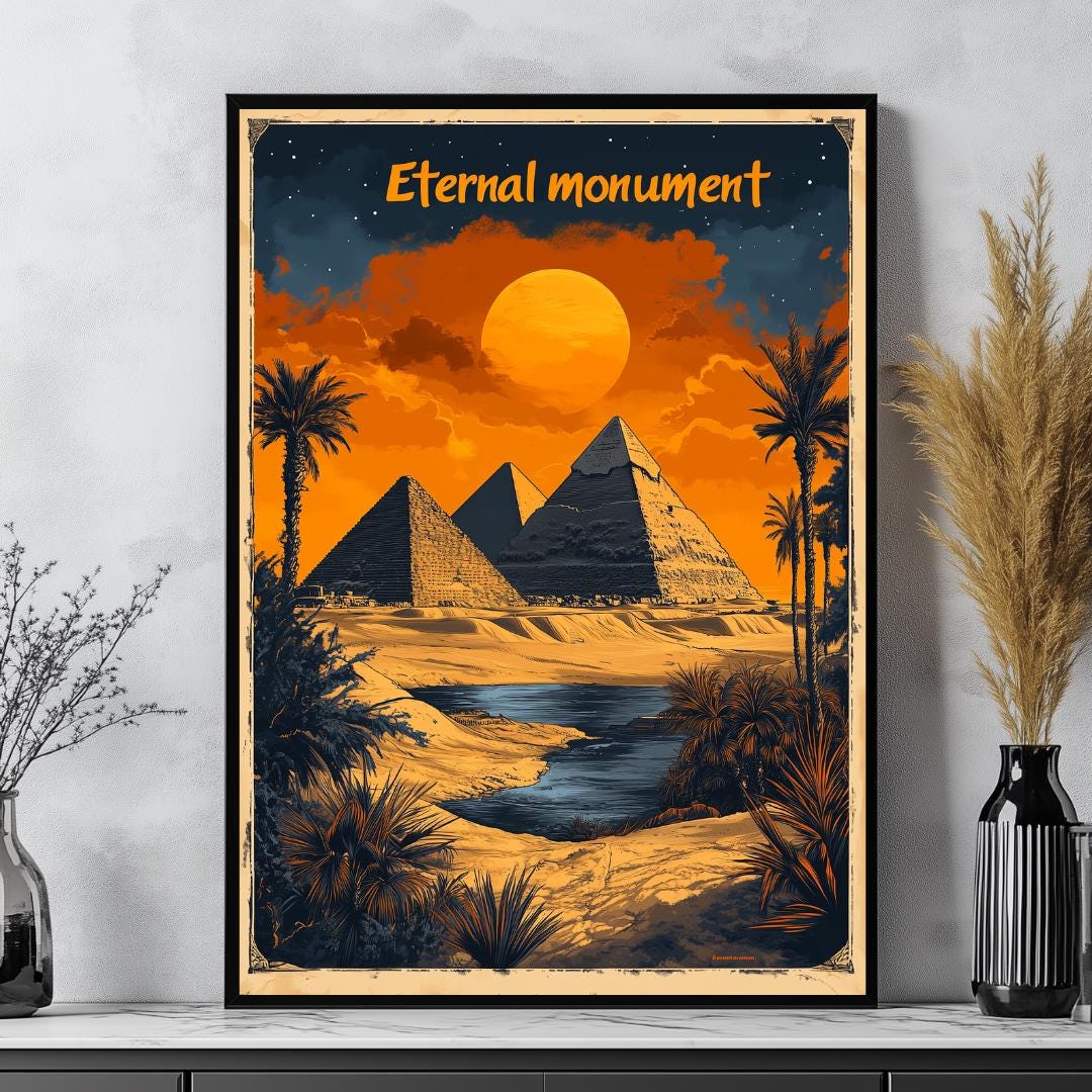 Giza Pyramids Wall Art, Egyptian Poster Print, Luxurious Wall Art ...