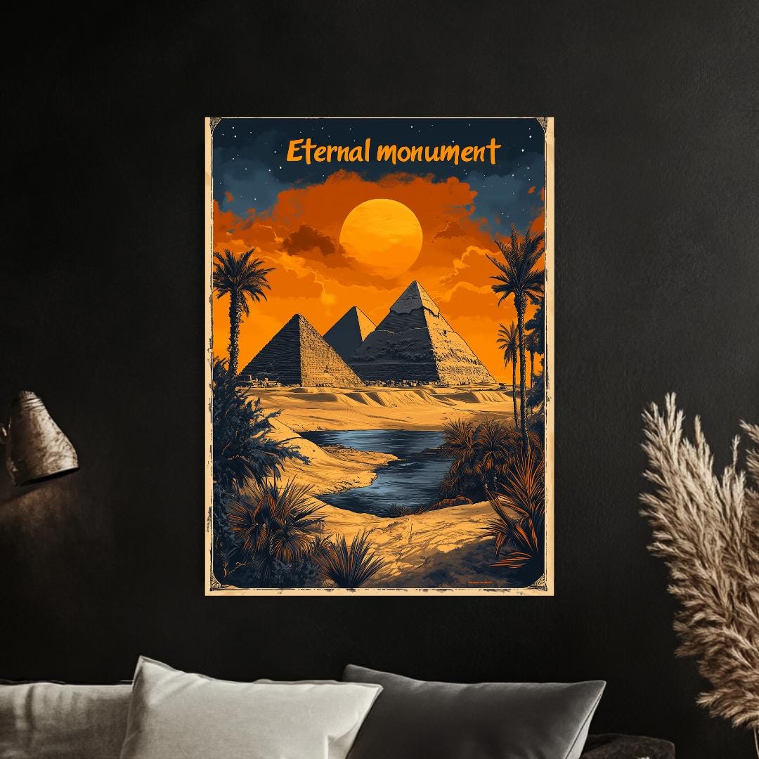 Giza Pyramids Wall Art, Egyptian Poster Print, Luxurious Wall Art ...
